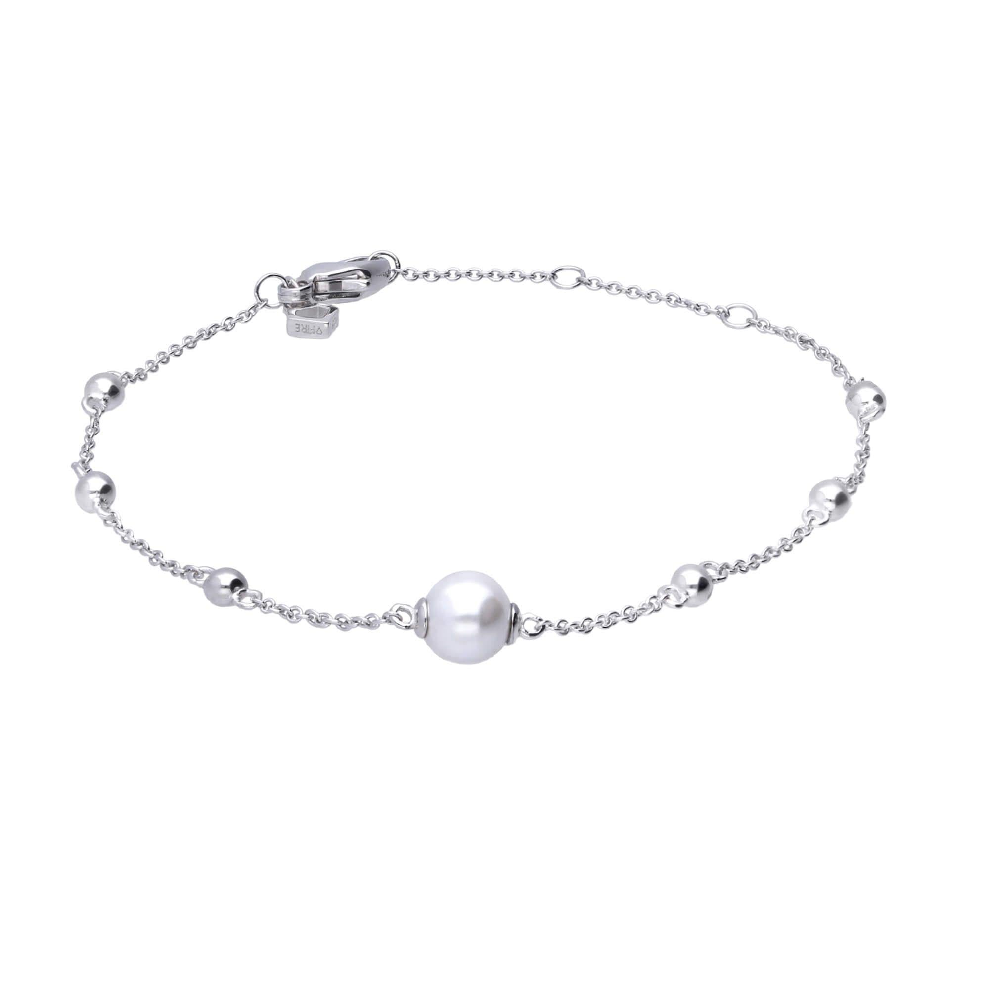 Silver Shell Pearl Bead Trace Bracelet