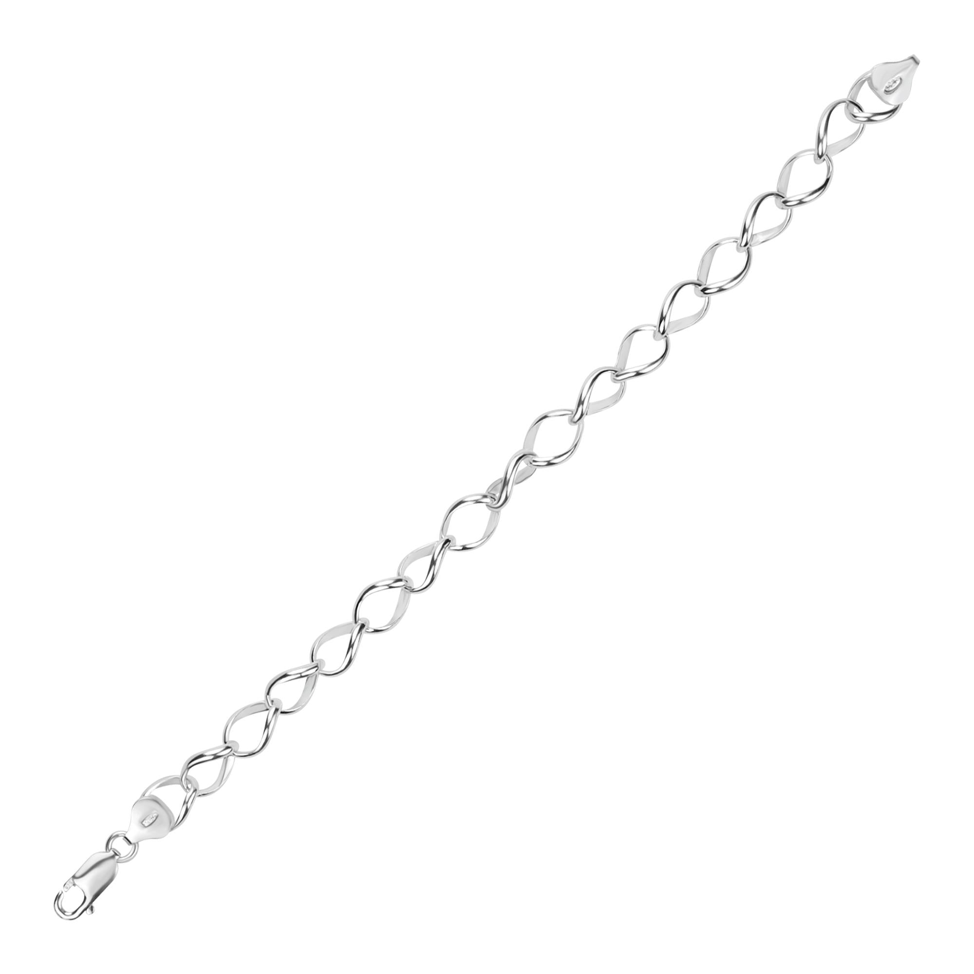 Silver Round Twist Link Bracelet