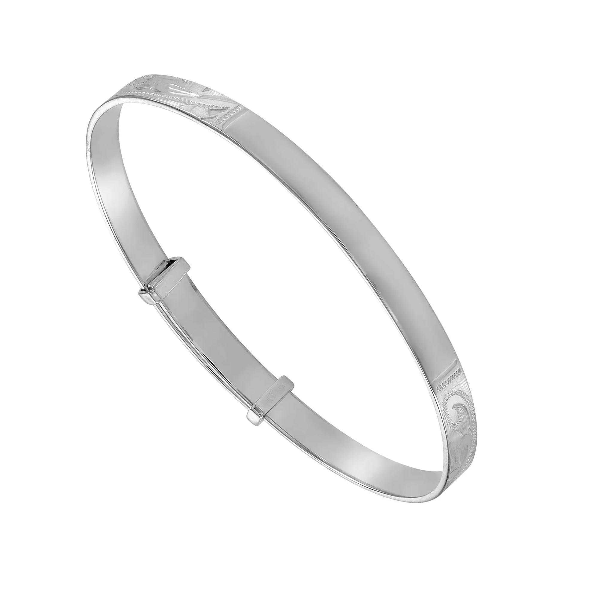 Sterling Silver Expandable Engraved Baby Bangle