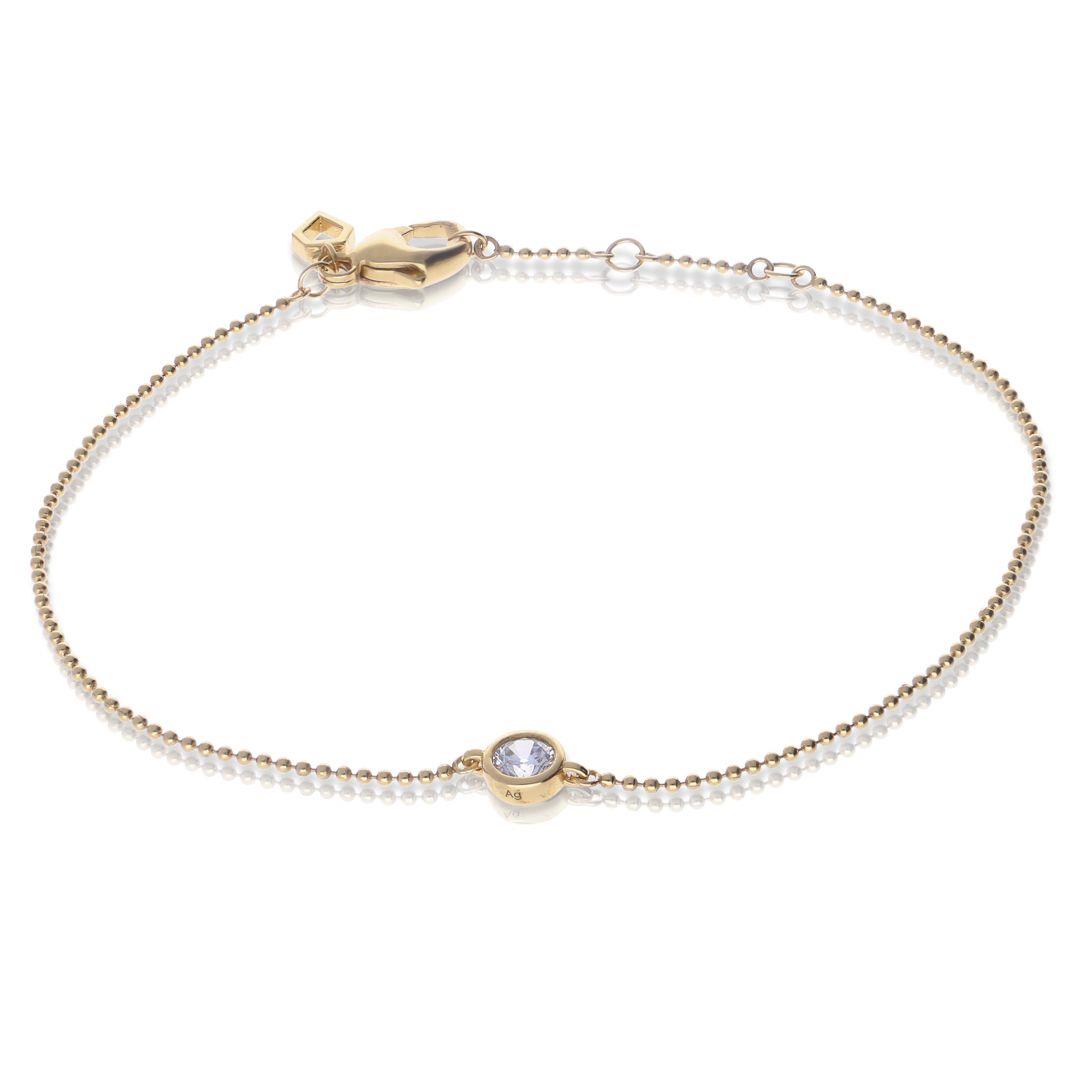 Yellow Gold Plated Cubic Zirconia Single Stone Bracelet