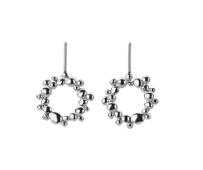 Silver Bubble Open Circle Drop Earrings