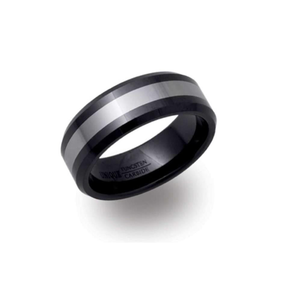Tungsten & Black Ceramic 8mm Ring