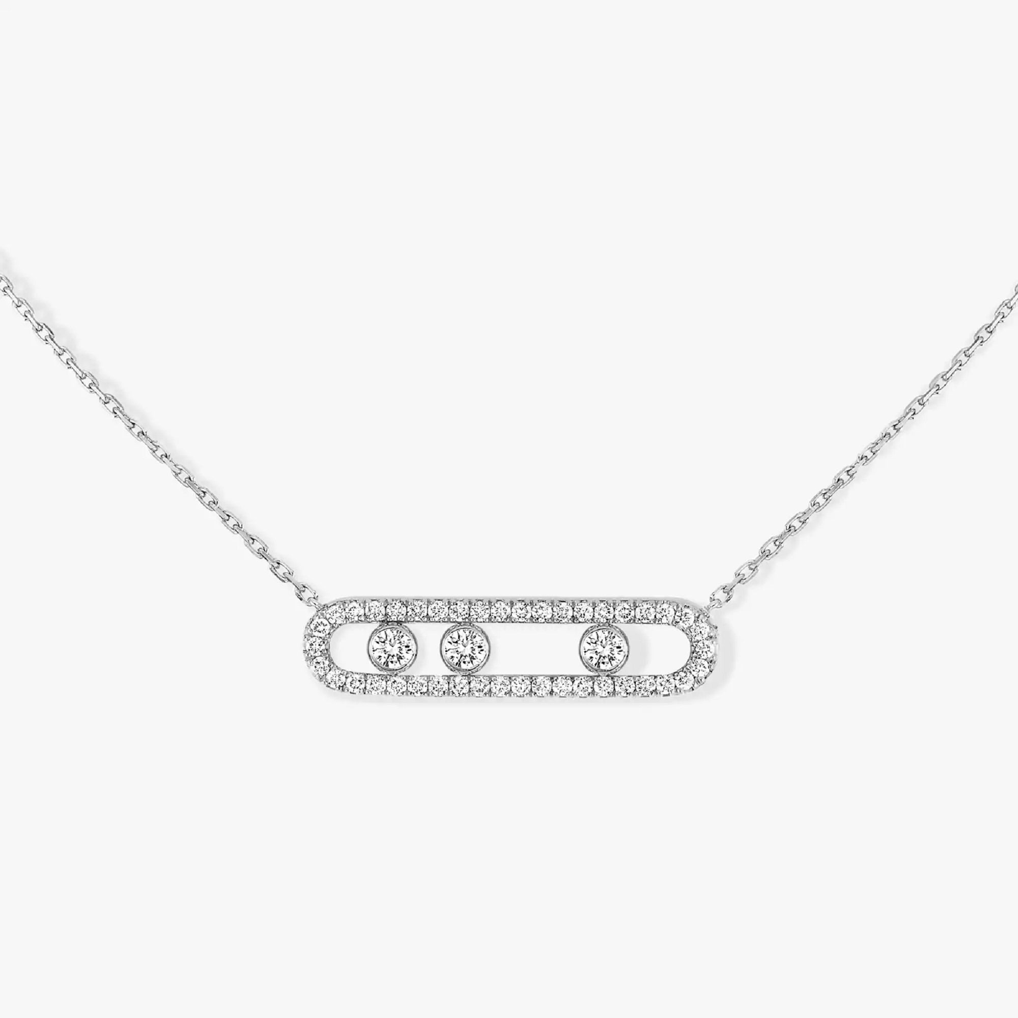 Move Pavé 18ct White Gold Diamond Necklace