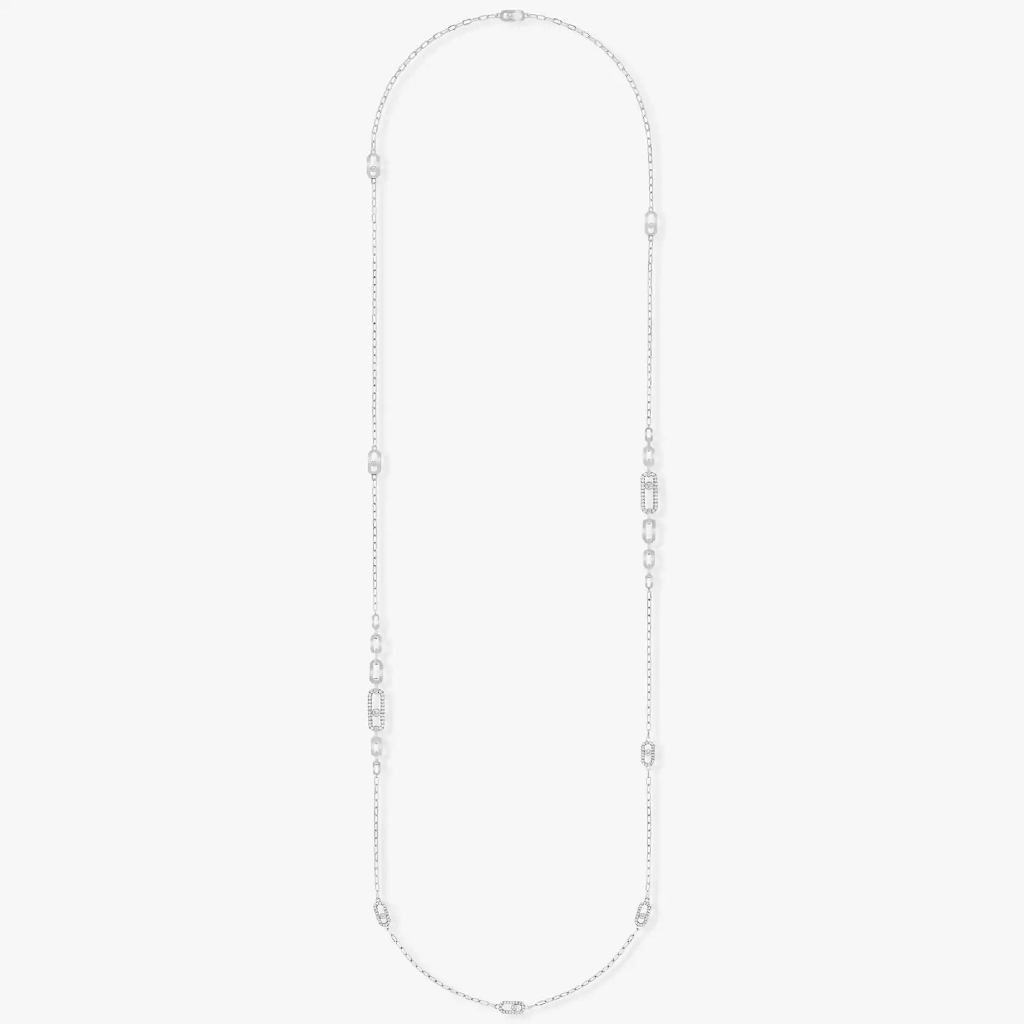 Move Uno 18ct White Gold Diamond Long Necklace