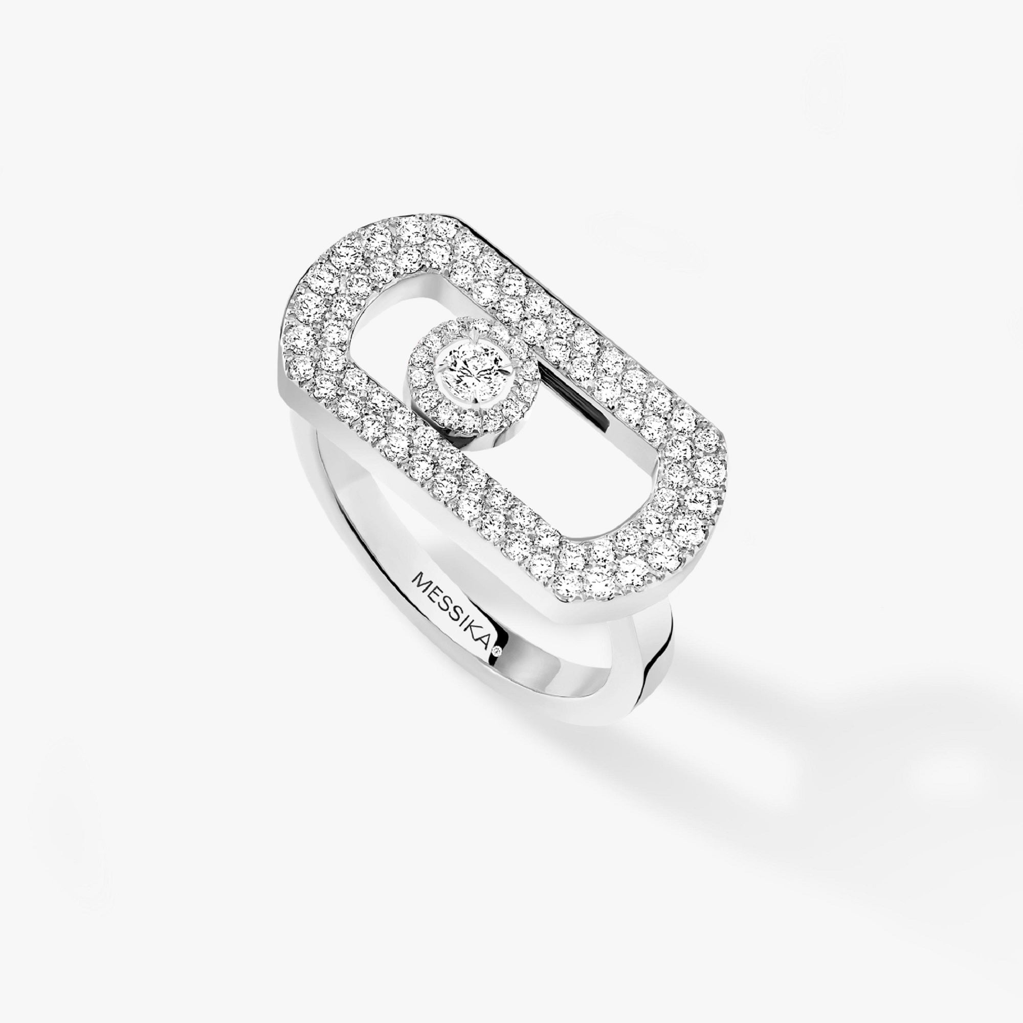 So Move Pavé 18ct White Gold Diamond Ring - Size 53