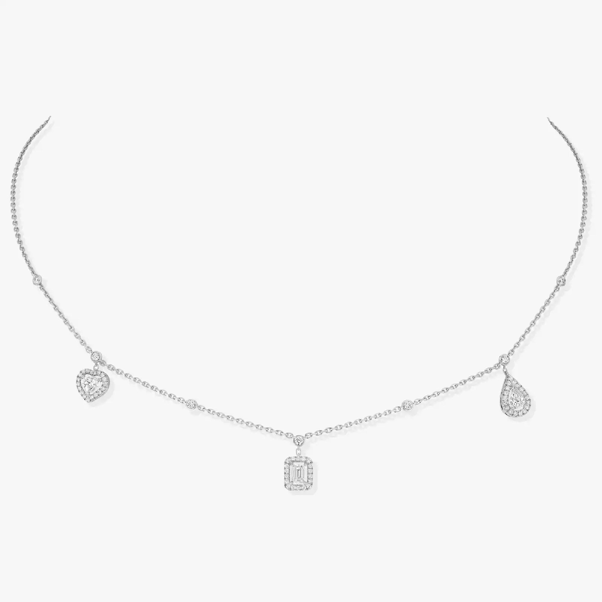 My Twin Trio 18ct White Gold Diamond Necklace