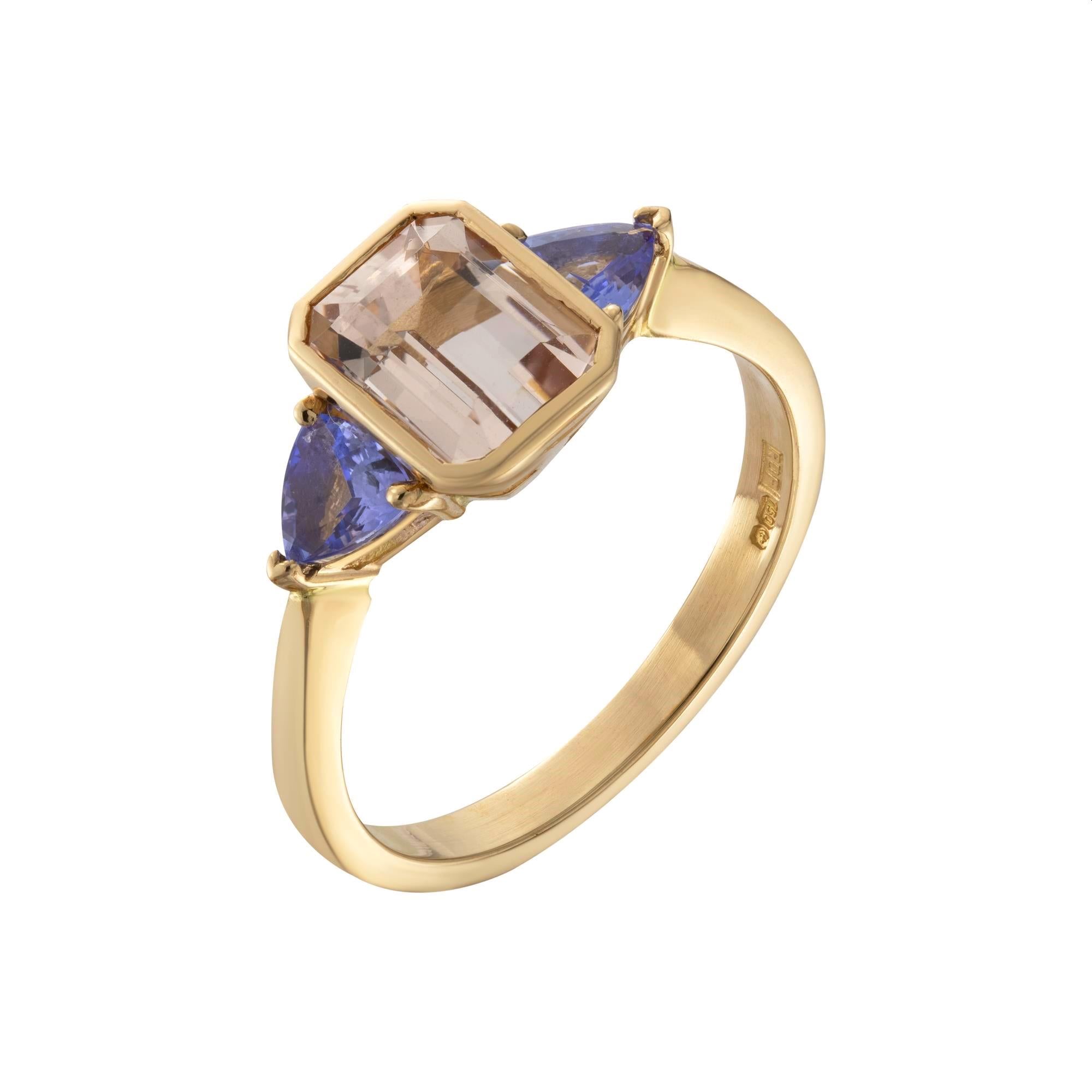 18ct Rose Gold Morganite & Tanzanite Ring
