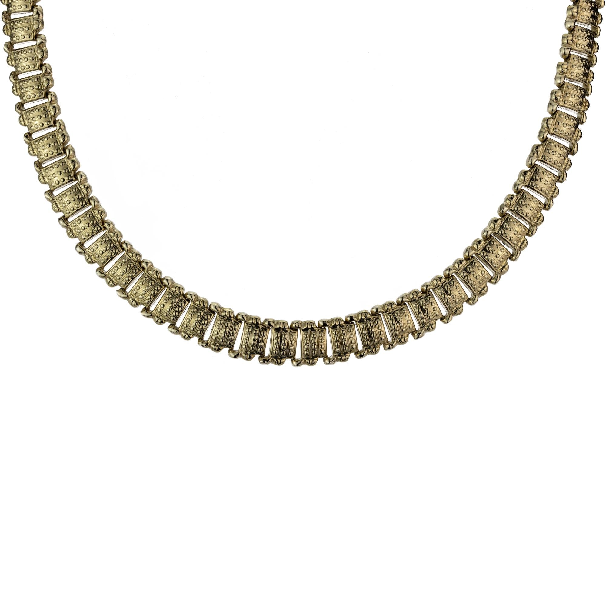 9ct Yellow Gold Patterned Oblong Linked Collarette