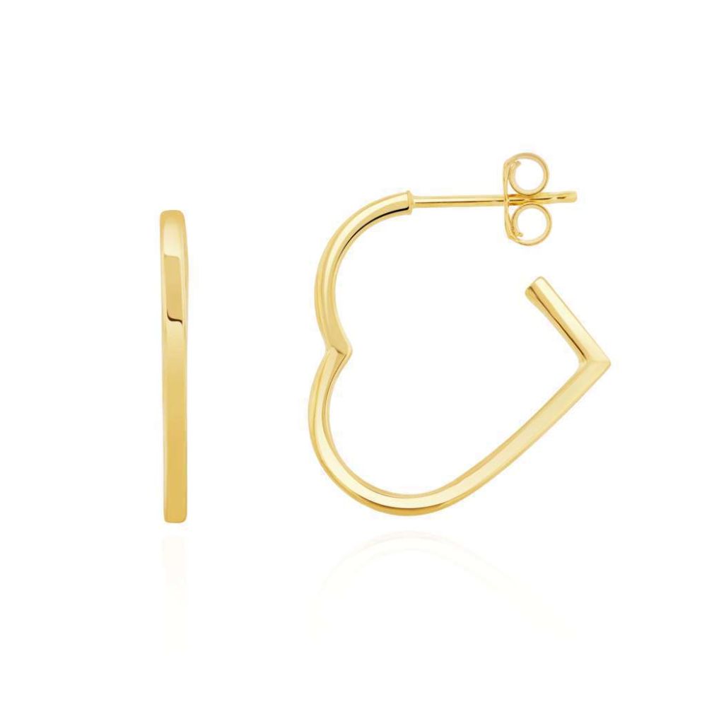 9ct Yellow Gold Round Tube Heart Shaped Hoops