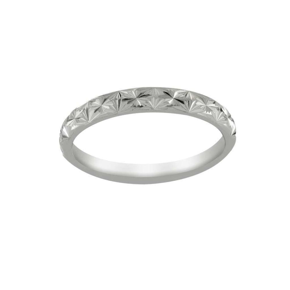 Platinum 3mm Diamond Cut Edge Wedding Band