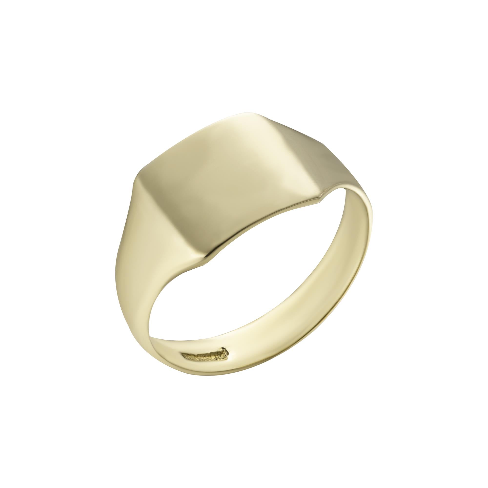 9ct Yellow Gold Babies Square Plain Signet Ring