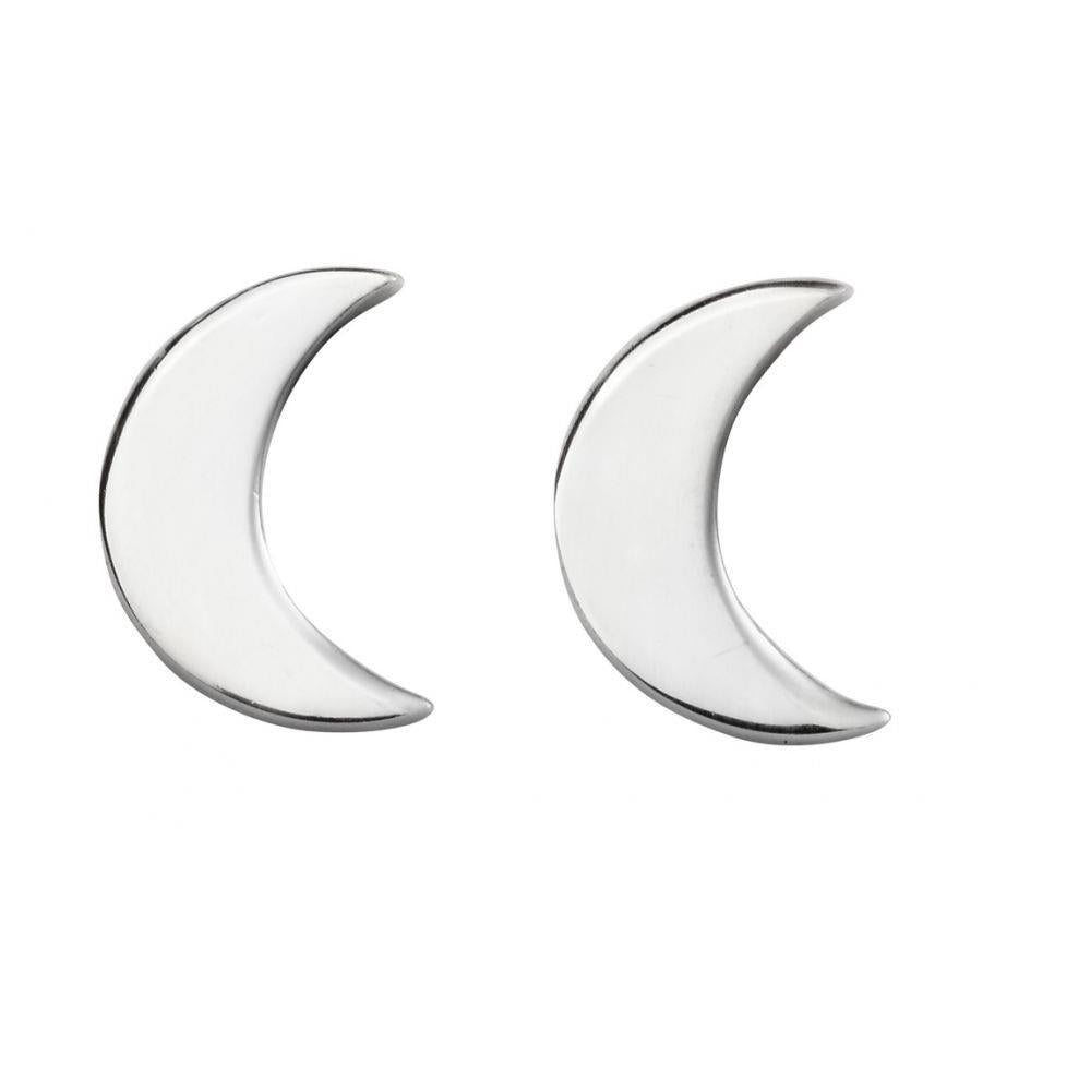 Sterling Silver Moon Stud Earrings