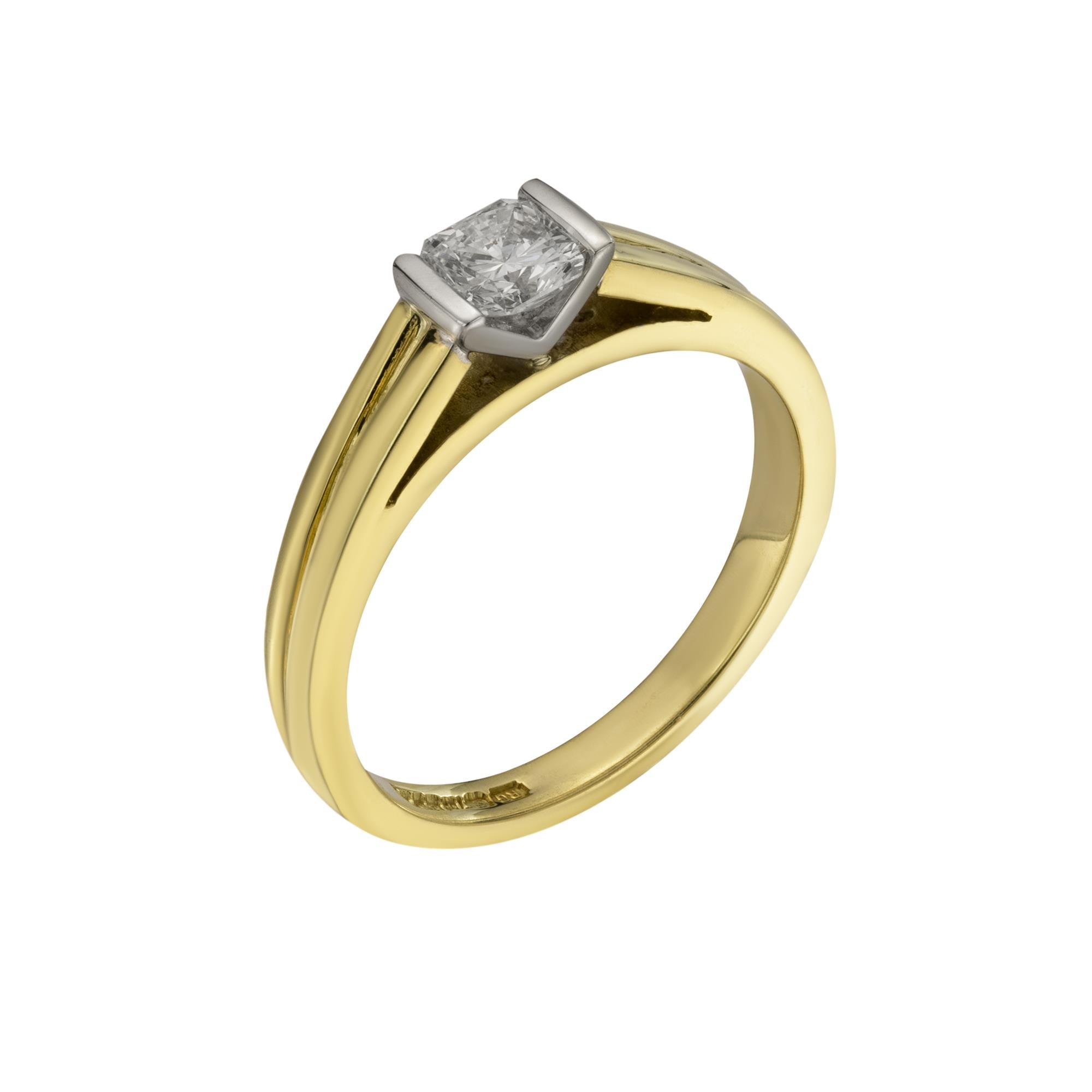 18ct Yellow & White Gold Square Inferno Diamond Ring