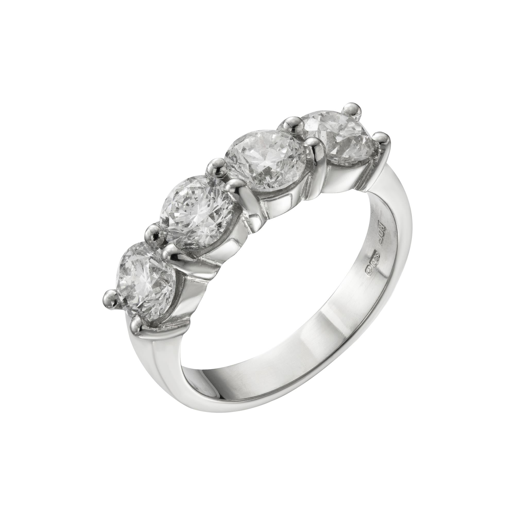 Platinum Round Cut Diamond Four Stone Ring, 2.09ct