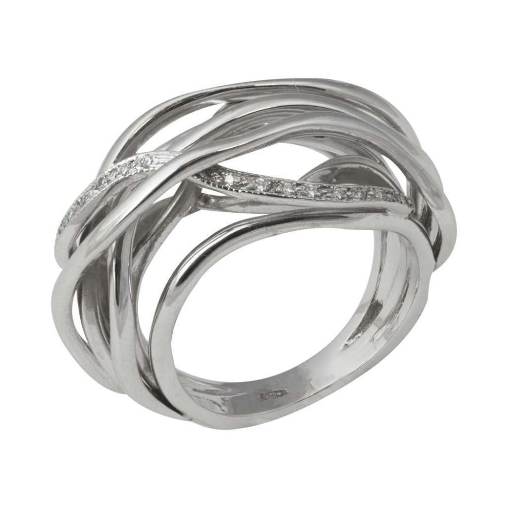 18ct White Gold Diamond Strand Ring