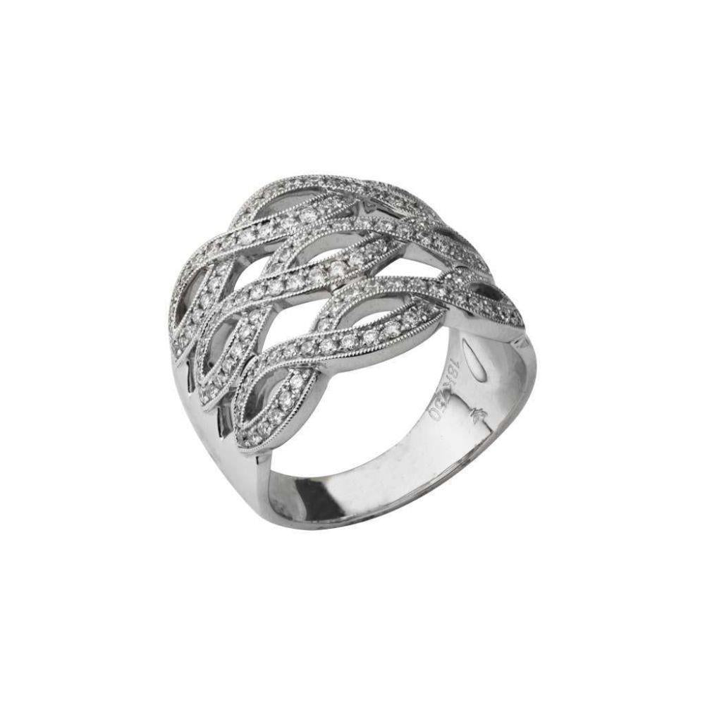 18ct White Gold Three Rows Of Figure Of Eight Diamonds Ring