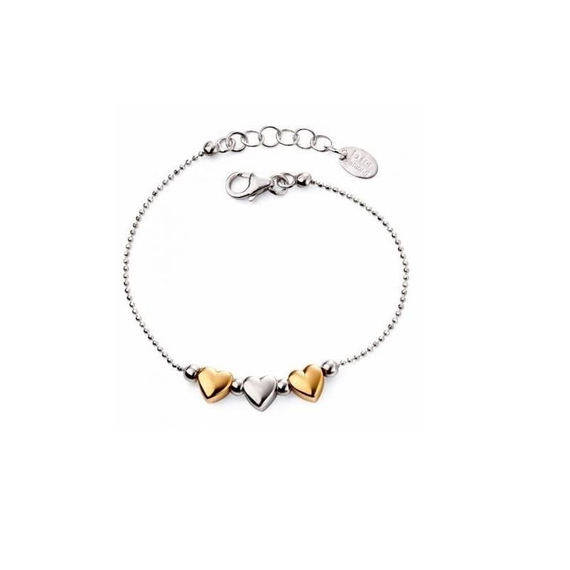 Silver Gold Plated Triple Heart Bracelet