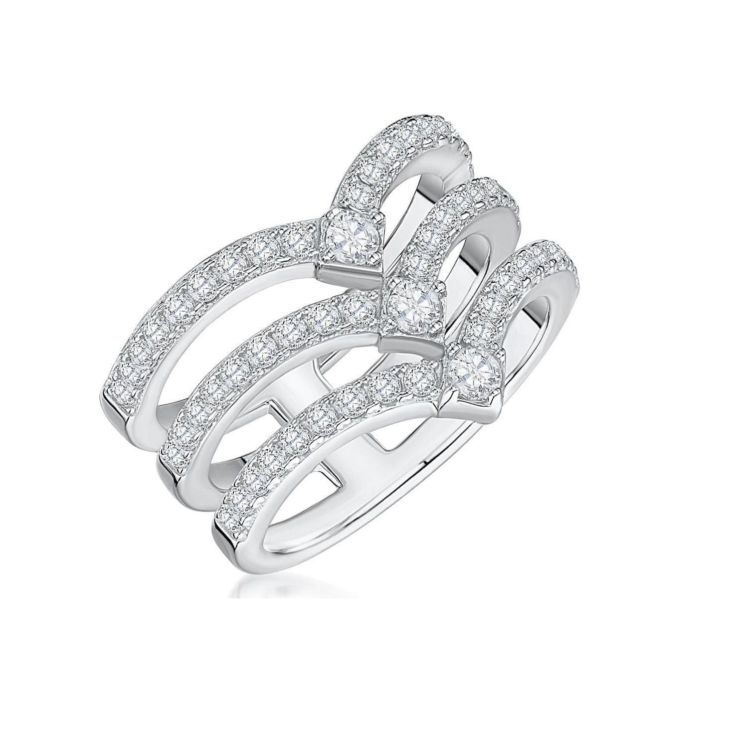 Triple Wishbone Cubic Zirconia Ring
