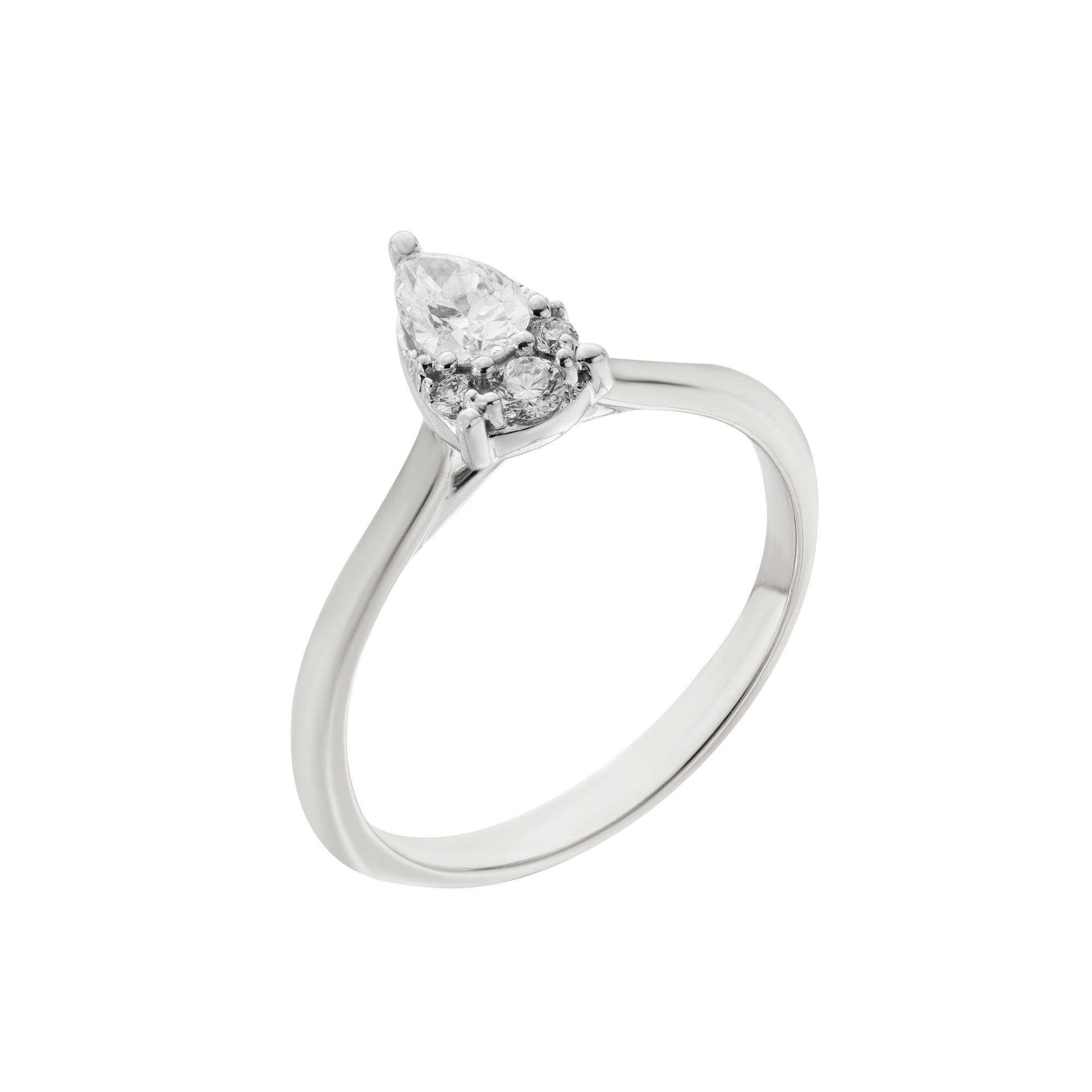 Platinum Pear Cut Diamond Illusion Ring, 0.30ct