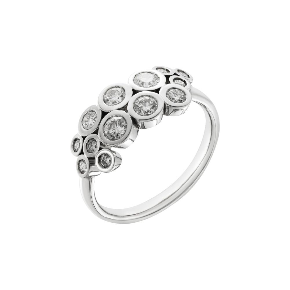 18ct White Gold Diamond Bubble Ring