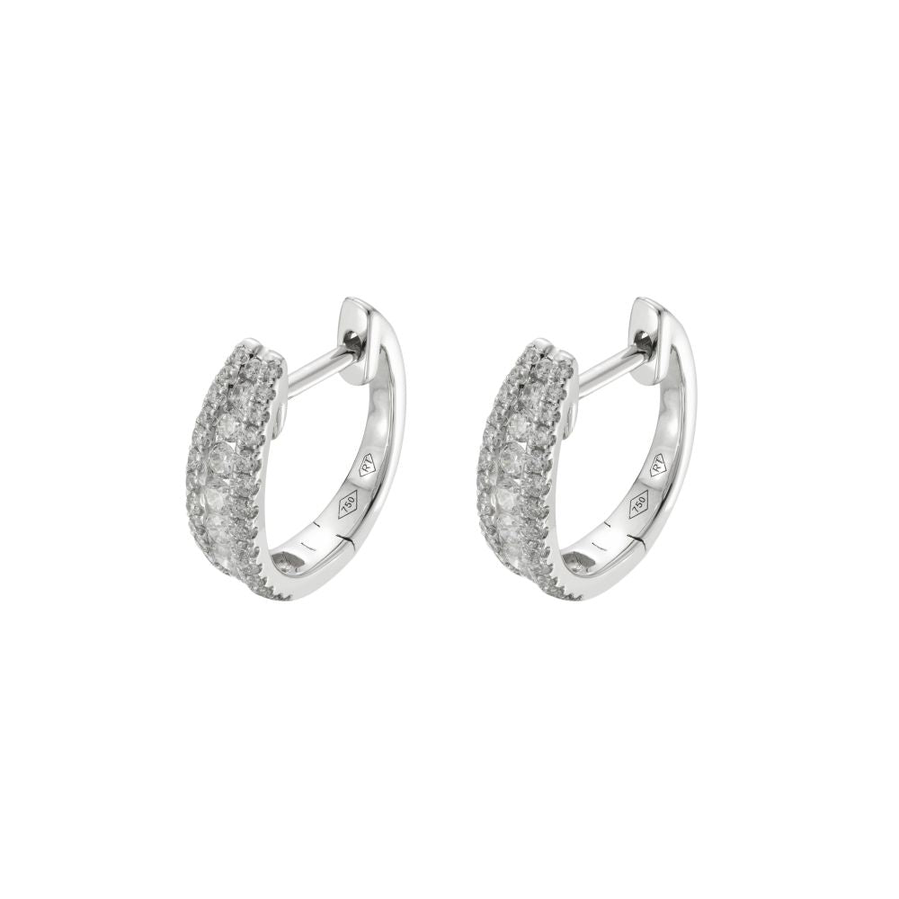 18ct White Gold Diamond Set Three Row Hoops
