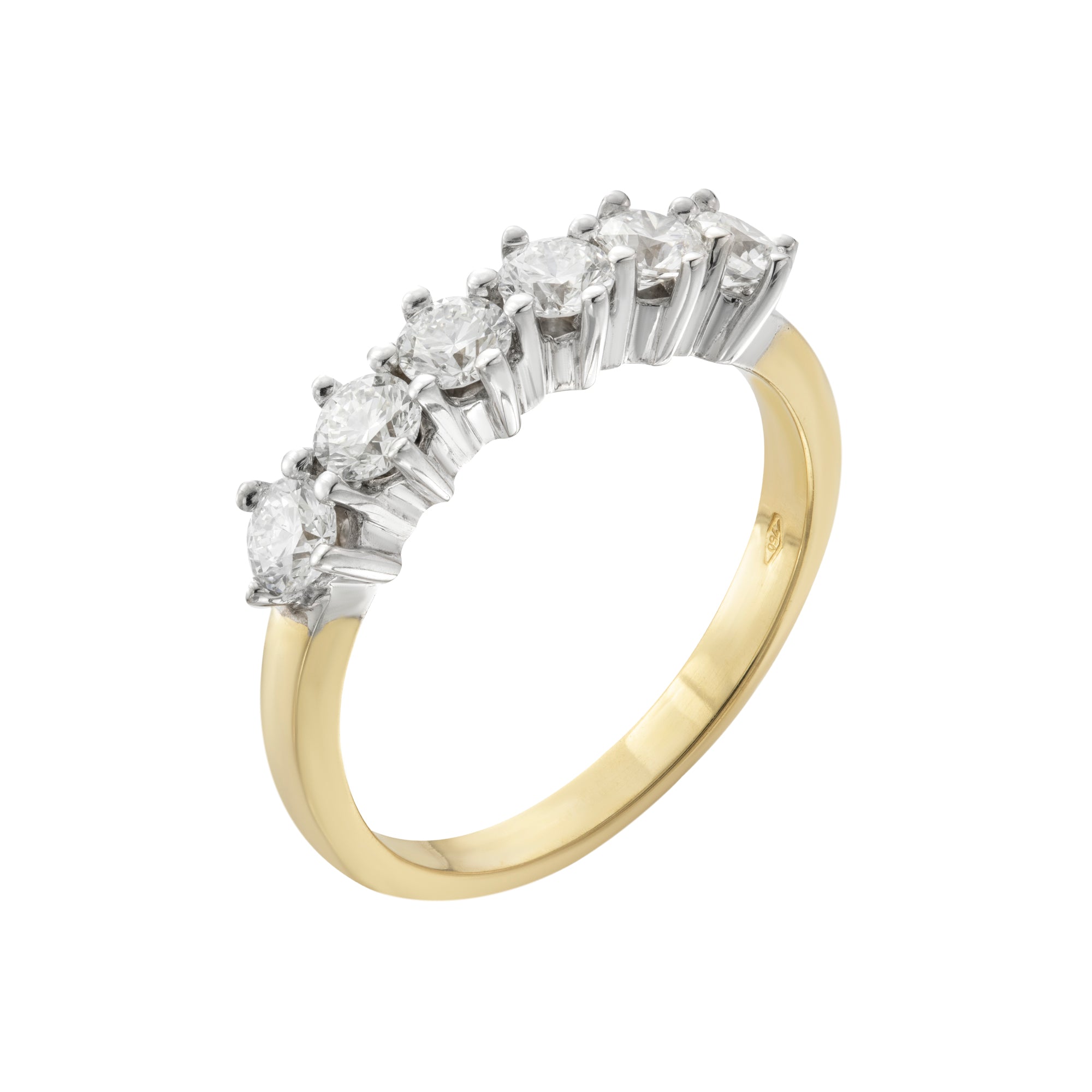 18ct Yellow and White Gold Six Stone Diamond Ring,0.86ct