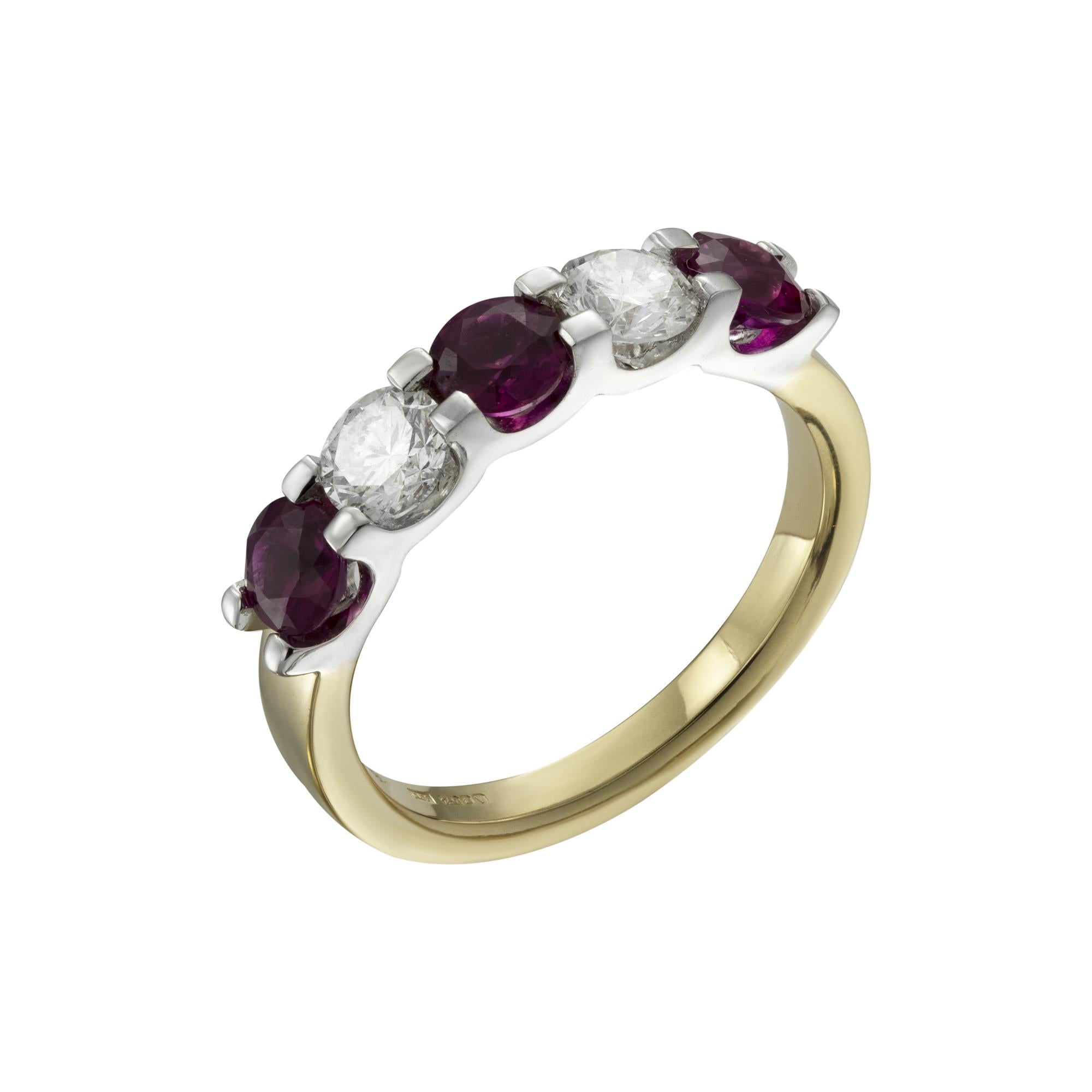 18ct Yellow Gold Ruby Five Stone Ring