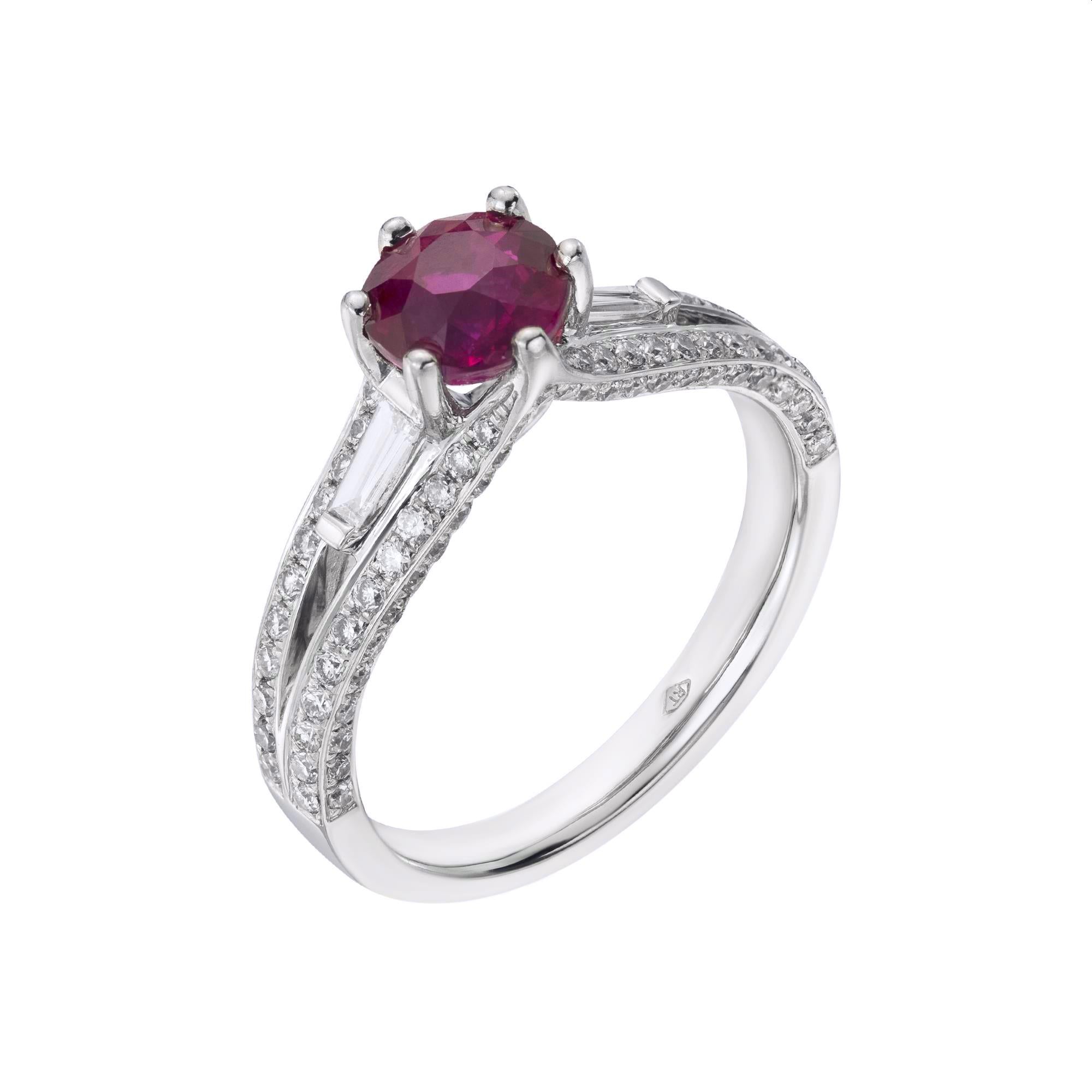Platinum Round Cut Ruby & Diamond Dress Ring