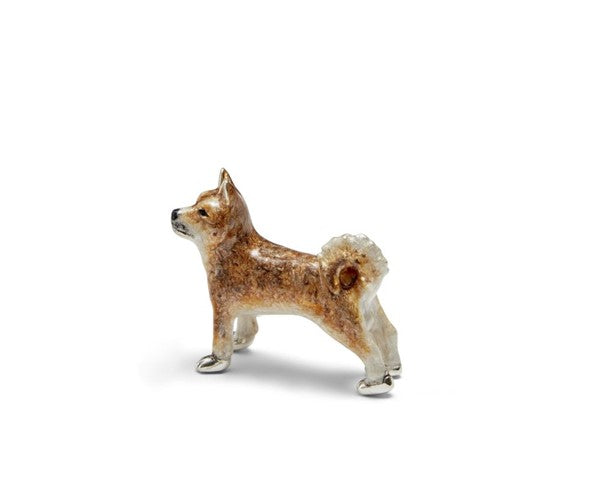 Silver and Enamel Shiba Inu Dog Figure