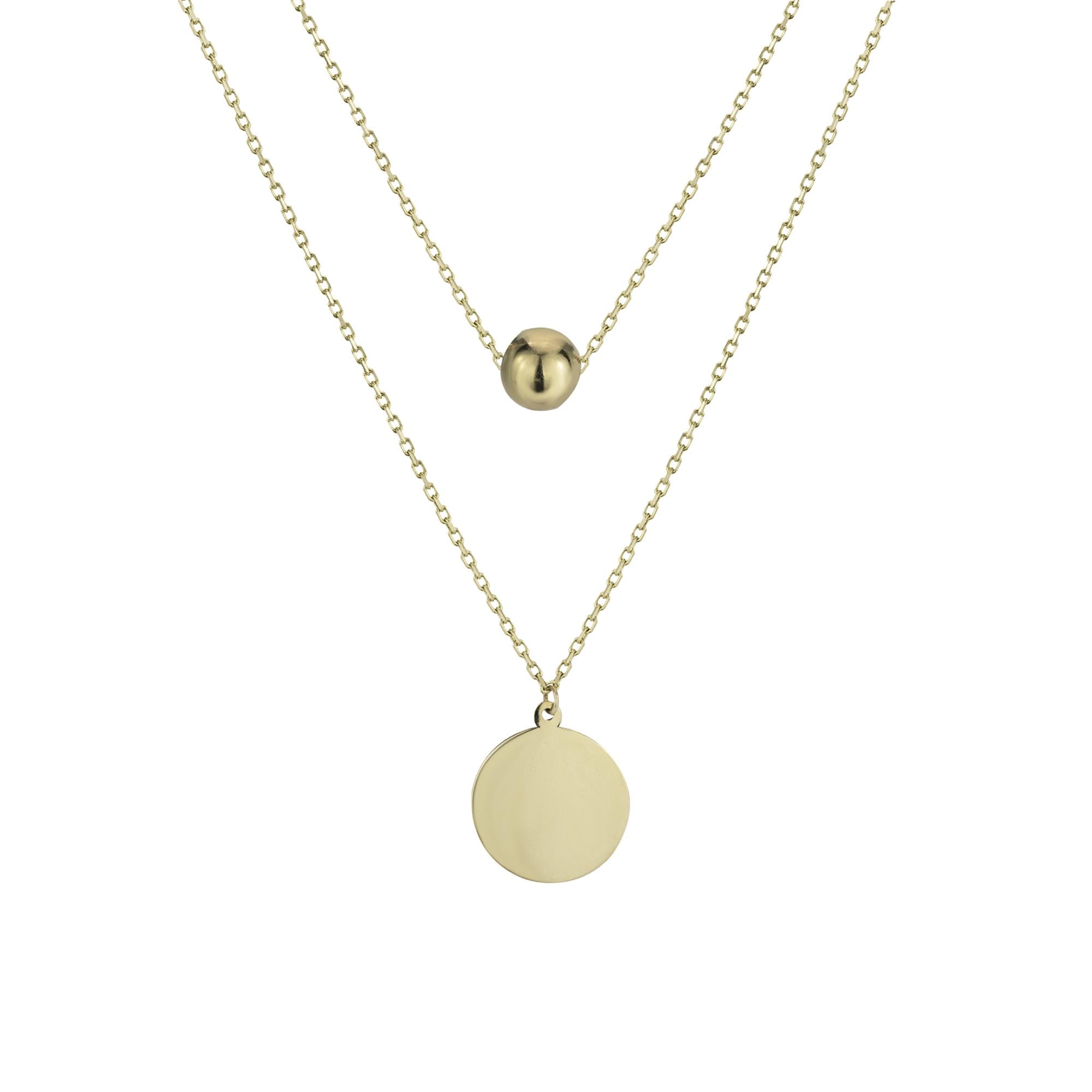 14ct Yellow Gold Two Row Trace Chain with Ball & Disc Feature