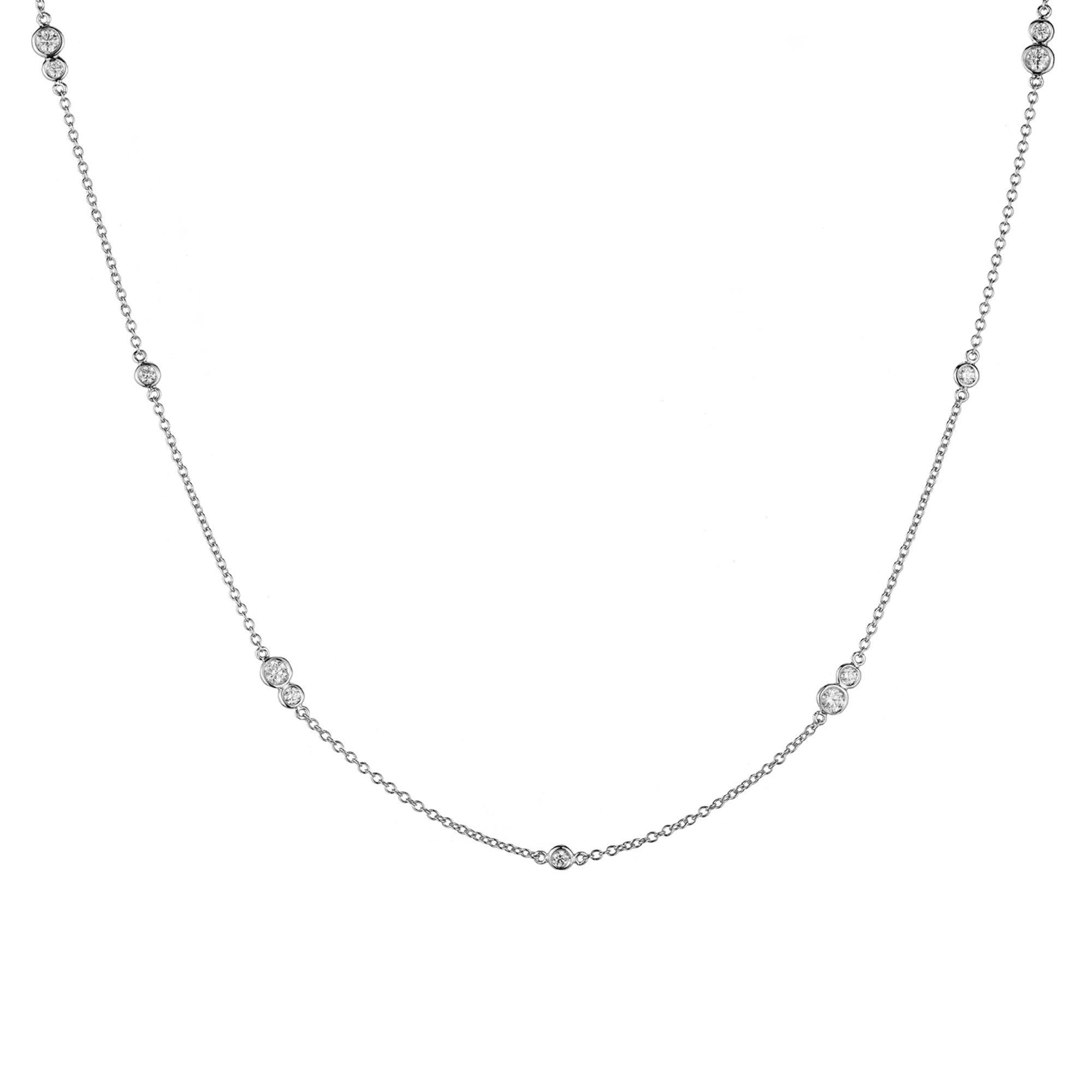 18ct White Gold Diamond Set Chain Necklace