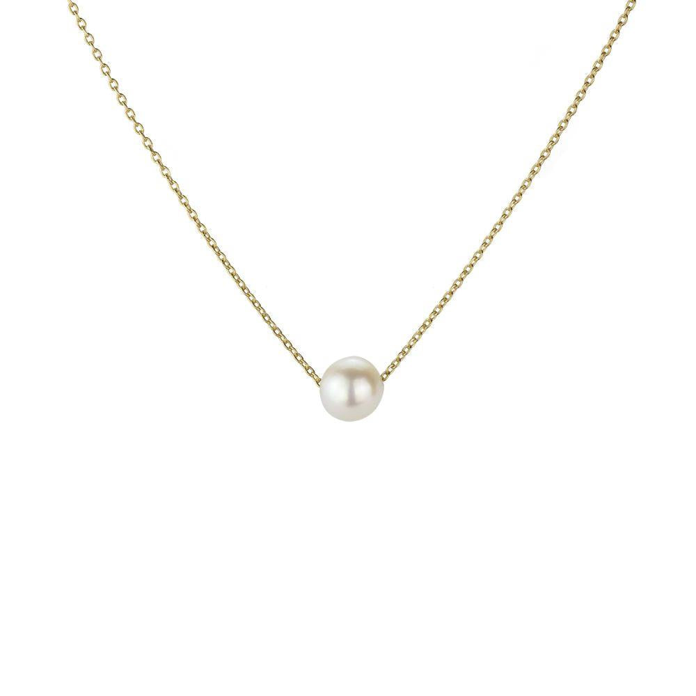 9ct Yellow Gold Freshwater Pearl & Trace Chain Necklace