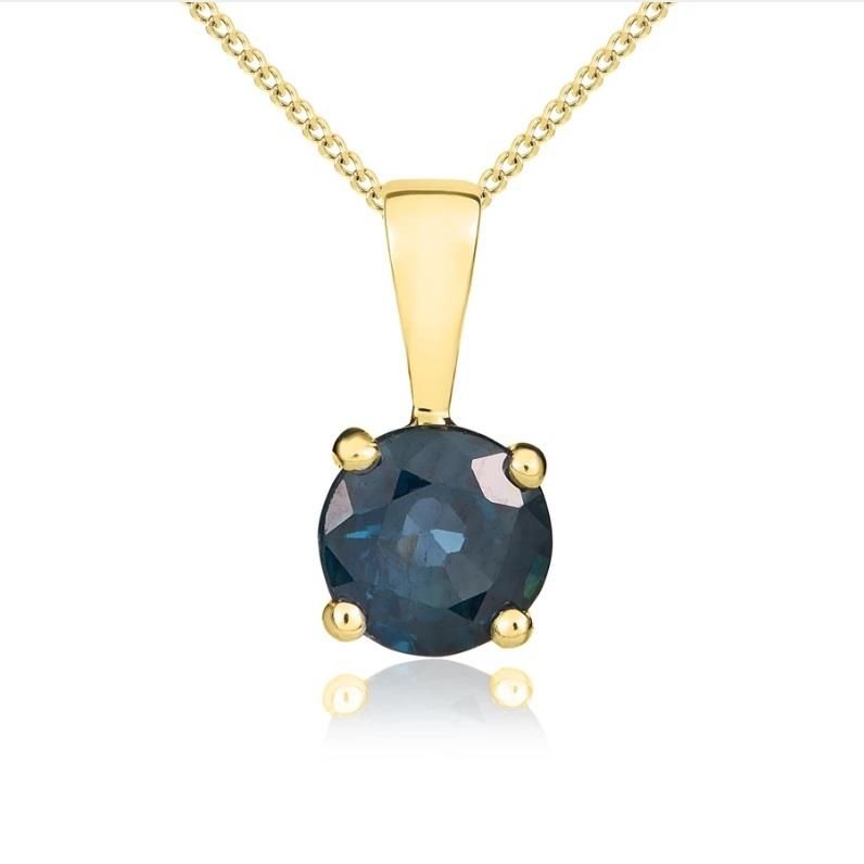 9ct Yellow Gold Sapphire Claw Set Pendant