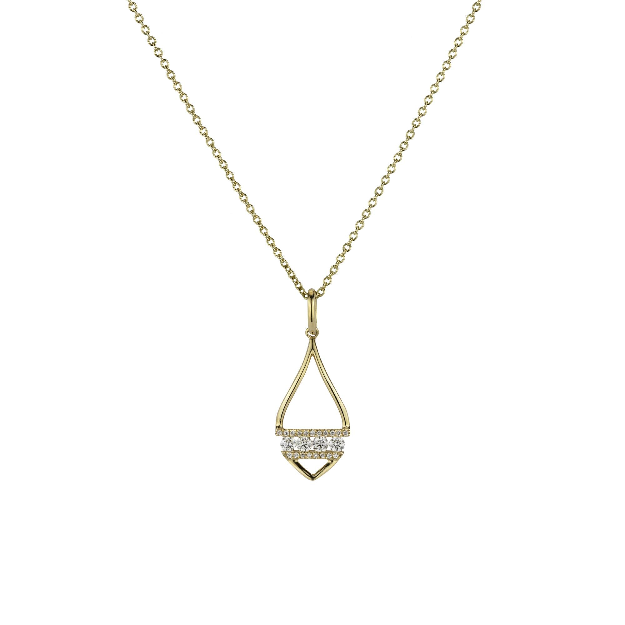 18ct Yellow Gold Diamond Set Kite Shaped Pendants