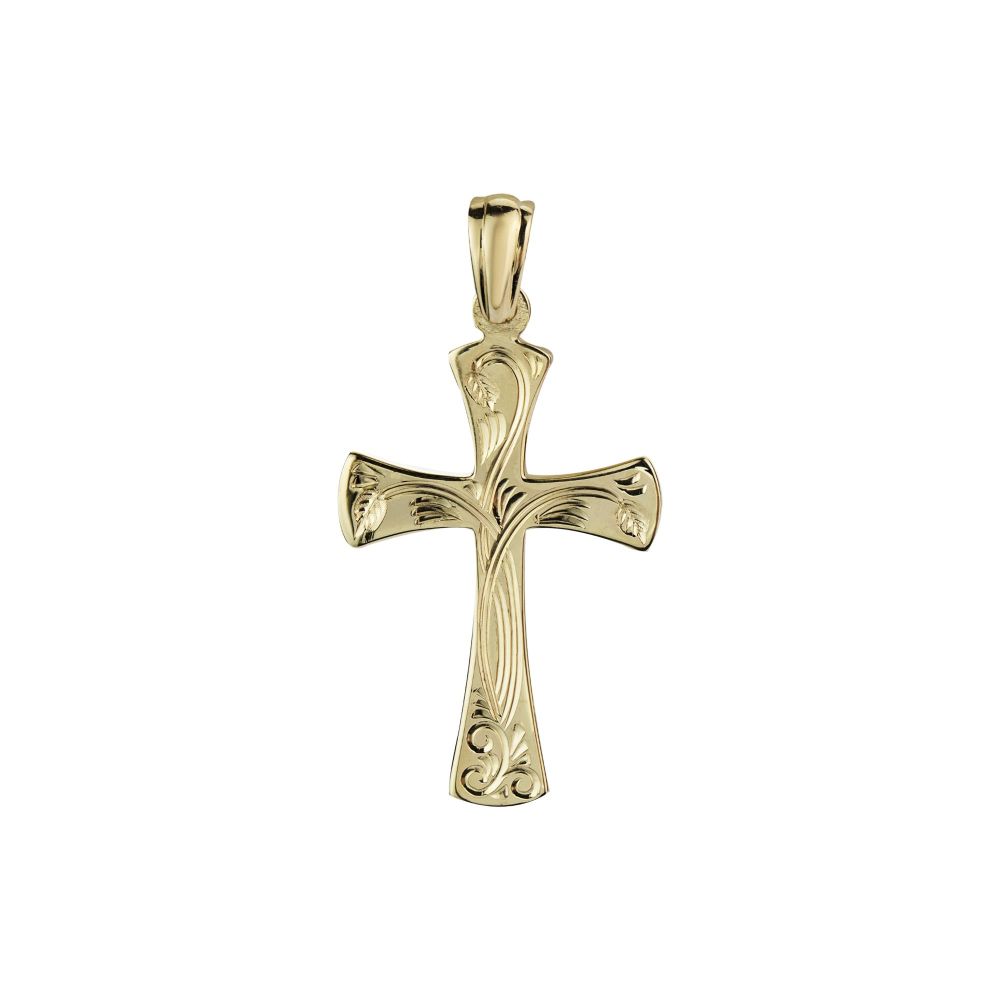 9ct Yellow Gold Engraved Cross