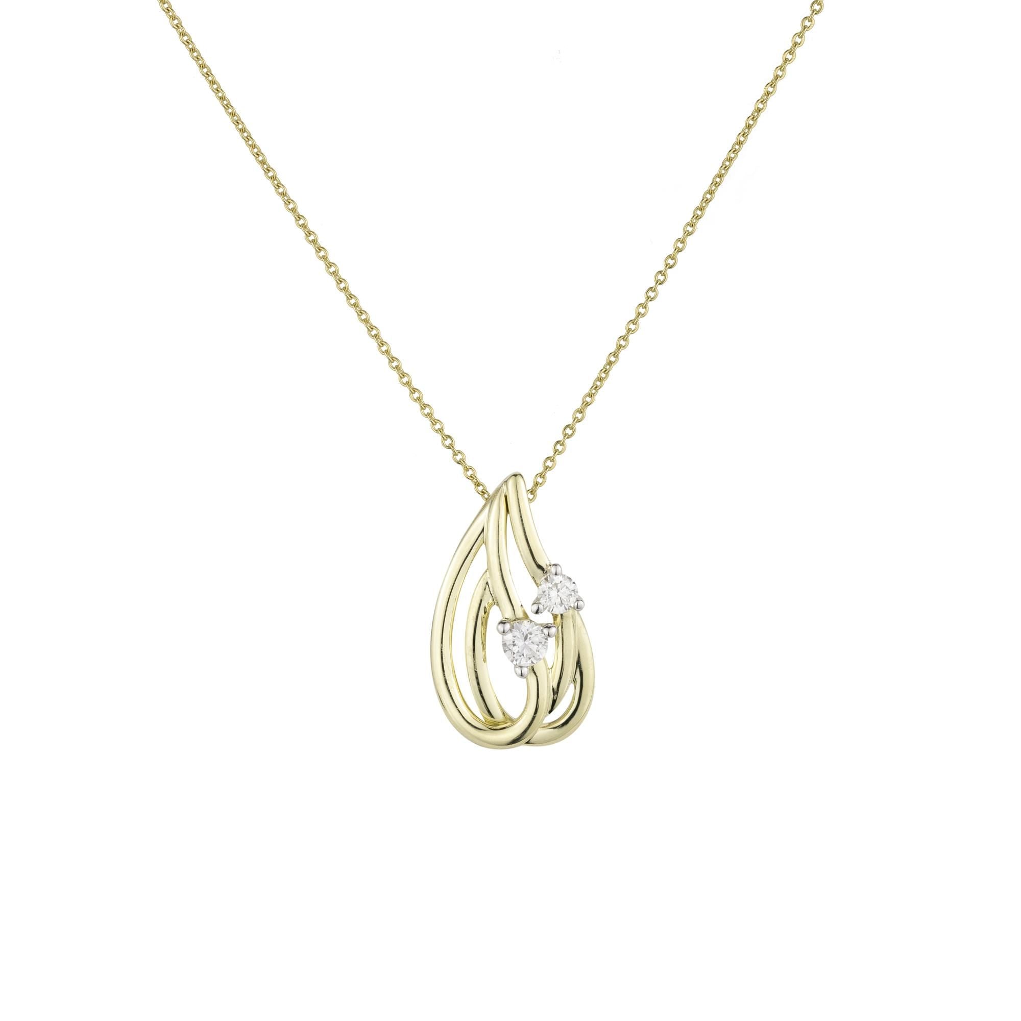 9ct Yellow Gold Diamond Double Loop Pendant