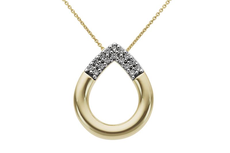 9ct Yellow Gold Diamond Set Pear Shape Drop Pendant