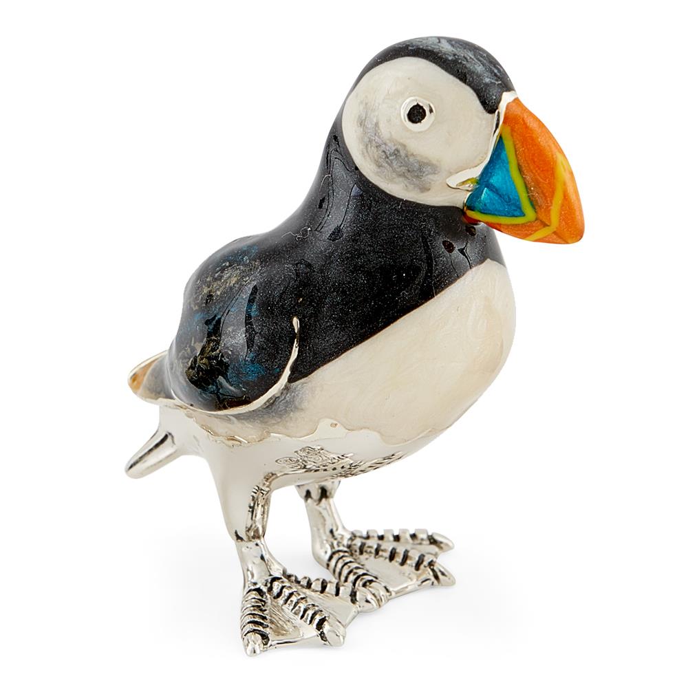 Silver & Enamel Puffin Figure - Large Size