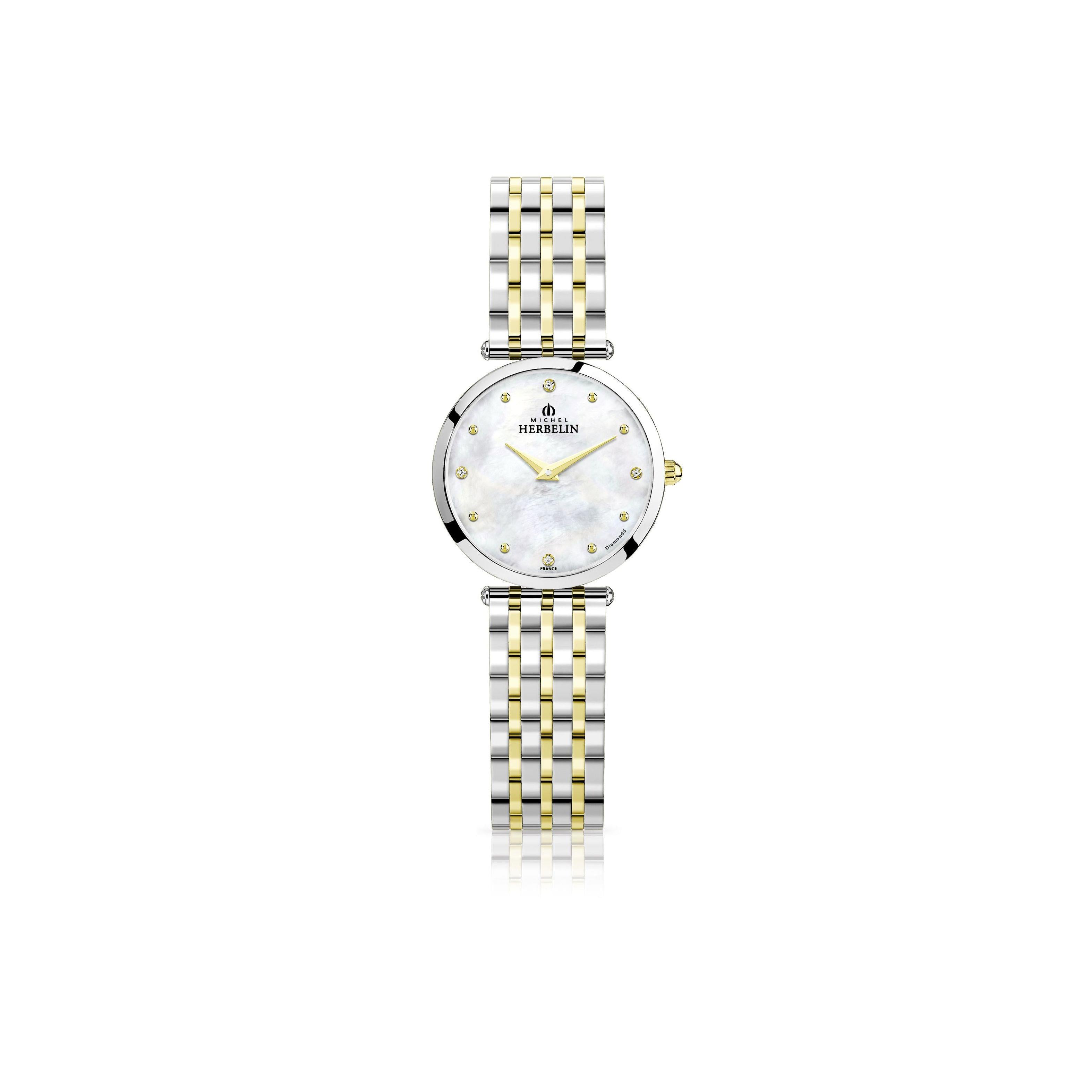 Epsilon Two Tone Bracelet Mother of Pearl Dial 28mm
