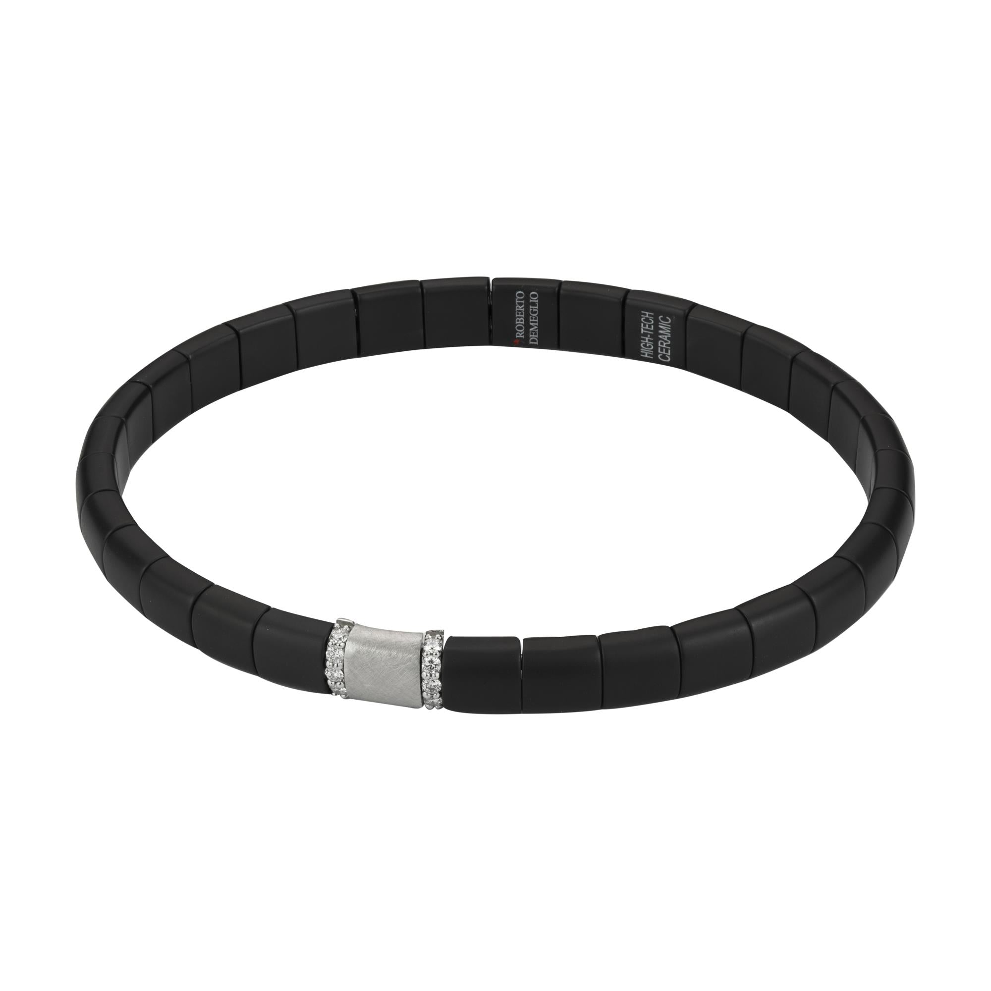 18ct White Gold & Diamond Satin Black Ceramic Expanding Bracelet