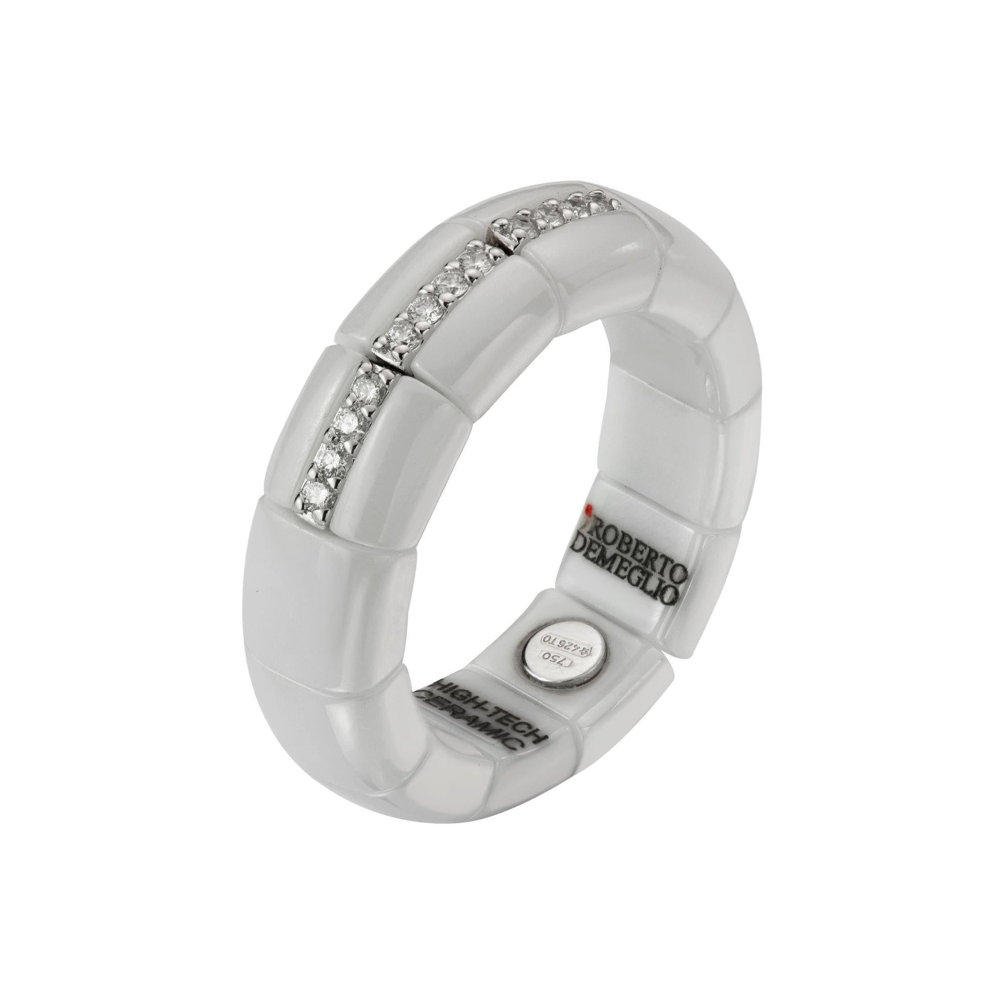 Roberto Demeglio White Ceramic & Diamond Expanding Ring