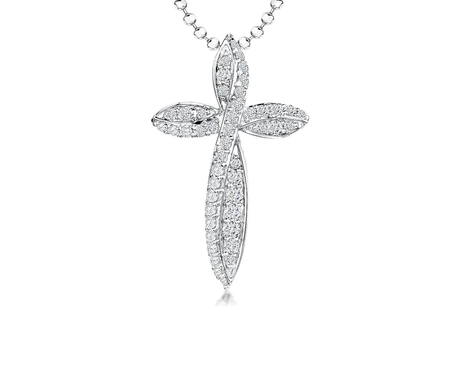 Silver Cubic Zirconia Twisted Cross Pendant