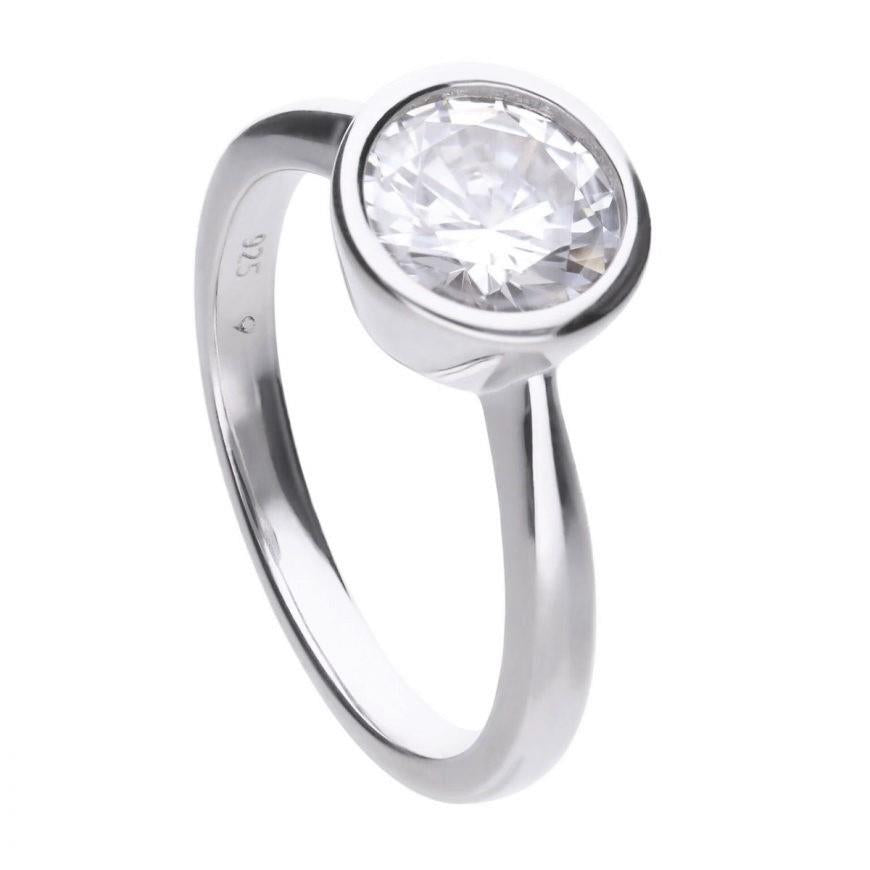 Silver & Cubic Zirconia Single Round Ring