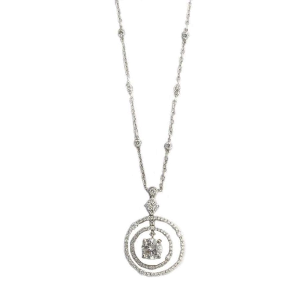 18ct White Gold Diamond Pendant with Diamond Bail