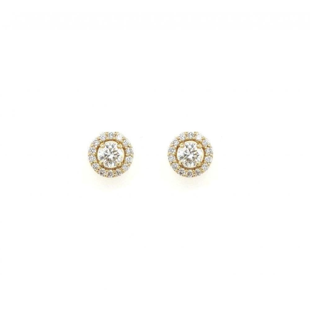 18ct Yellow Gold Diamond Halo Studs