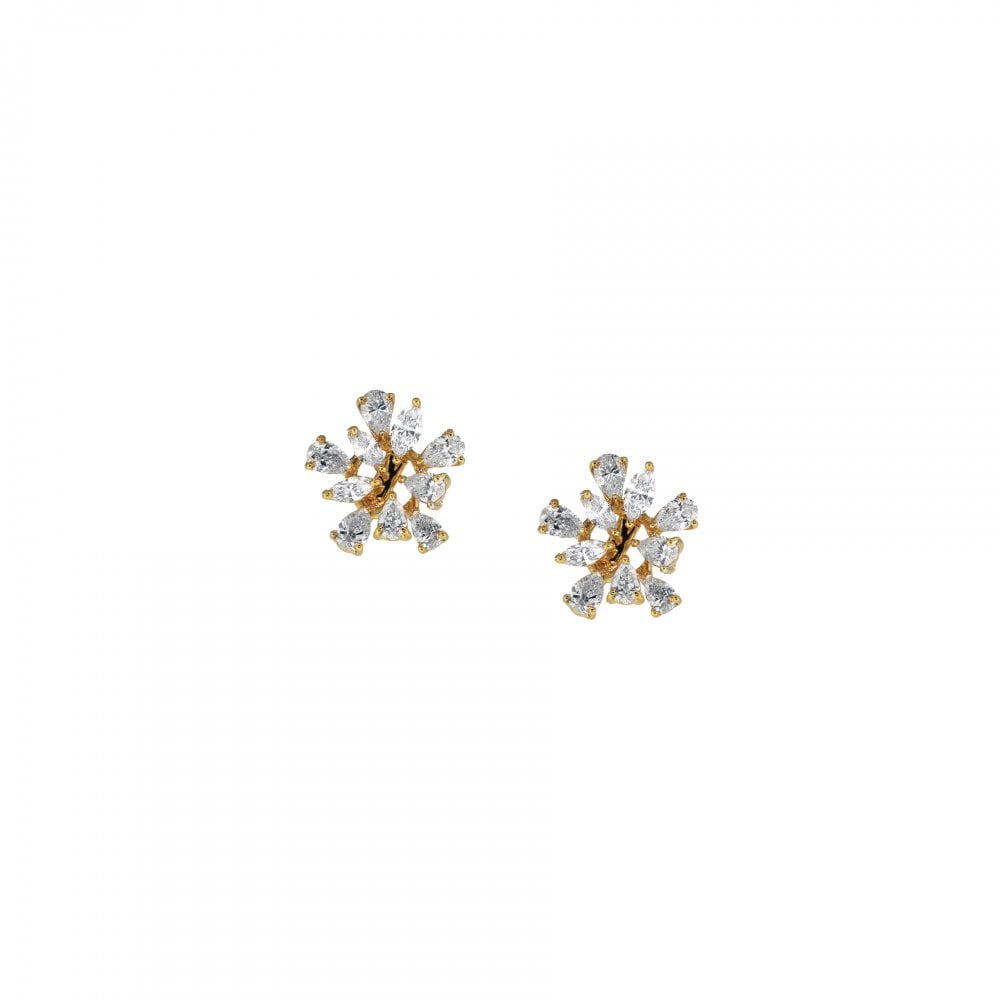 18ct Yellow Gold Fancy Cut Diamond Cluster Studs