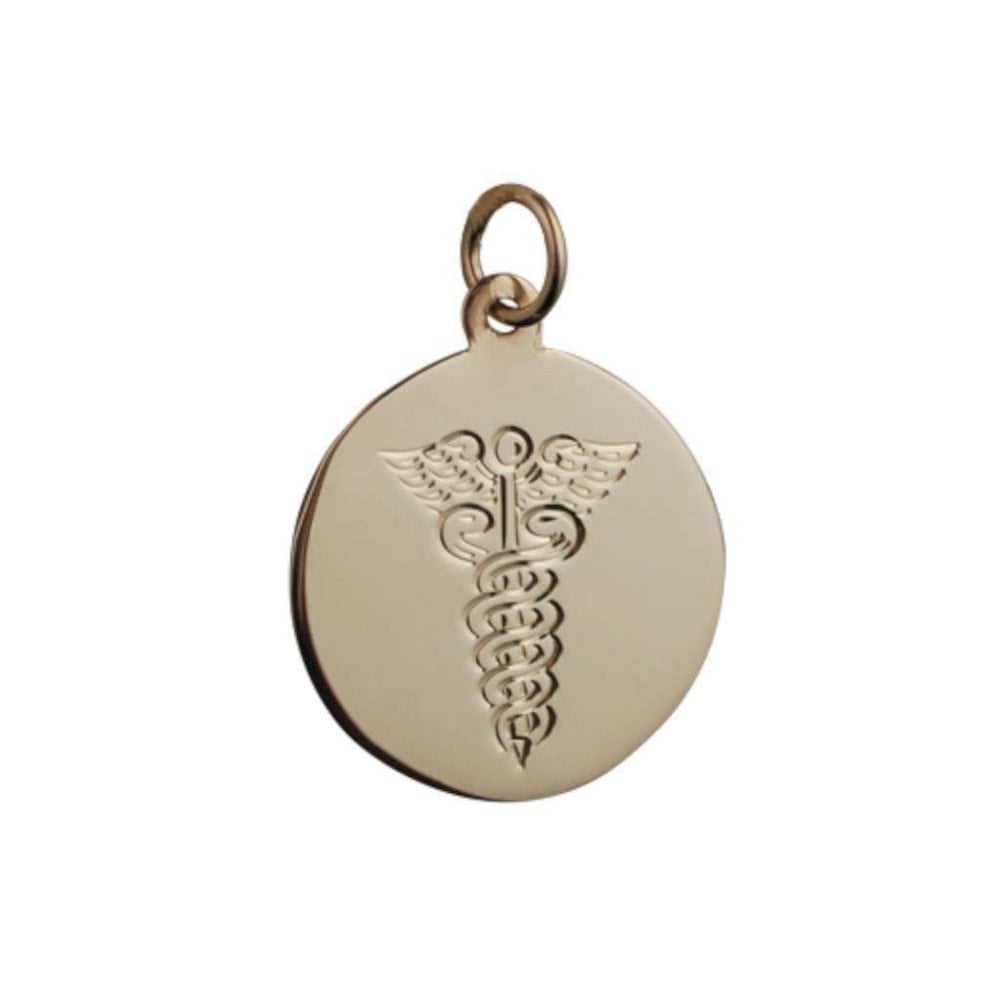 9ct Yellow Gold Engraved Medical Disc 19mm