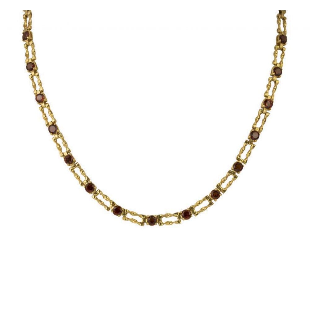 9ct Yellow Gold Fancy Twist Garnet Collarette