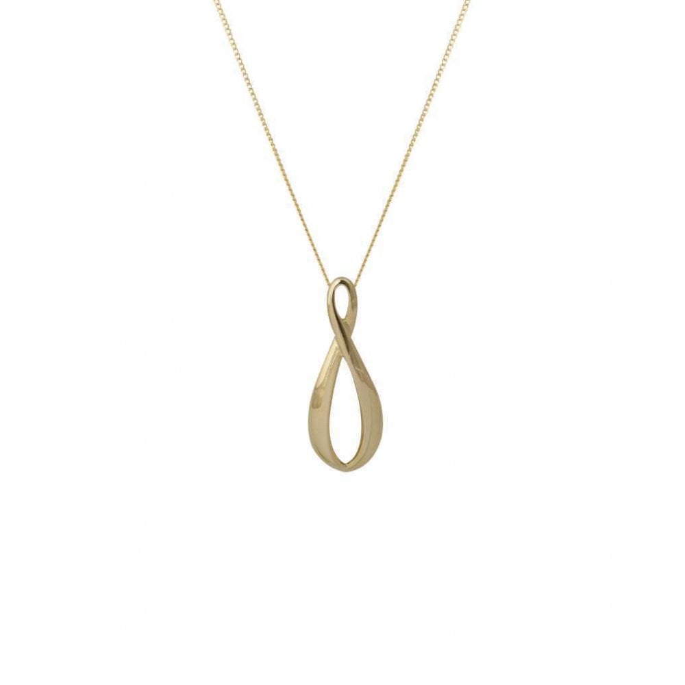 9ct Yellow Gold Figure Of Eight Pendant and 18" Chain