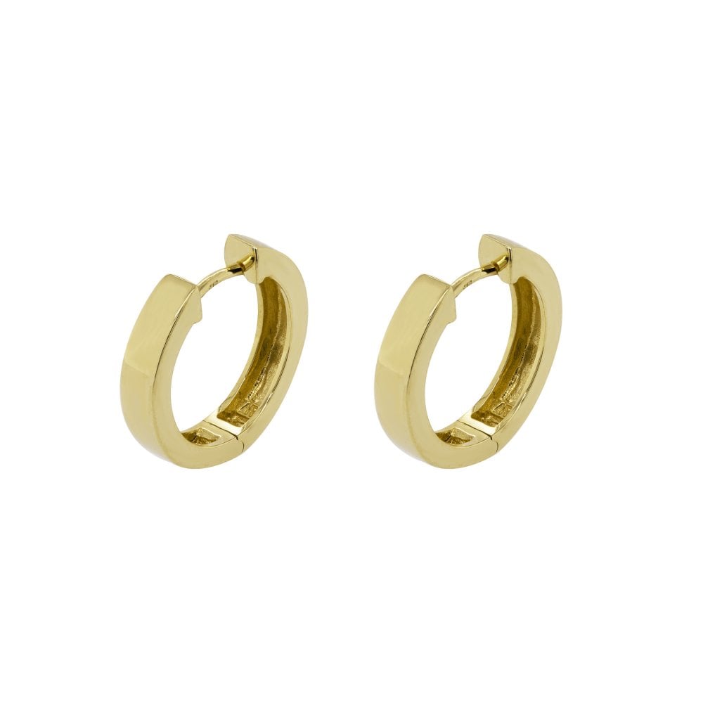 9ct Yellow Gold Plain Flat Hoop Earrings